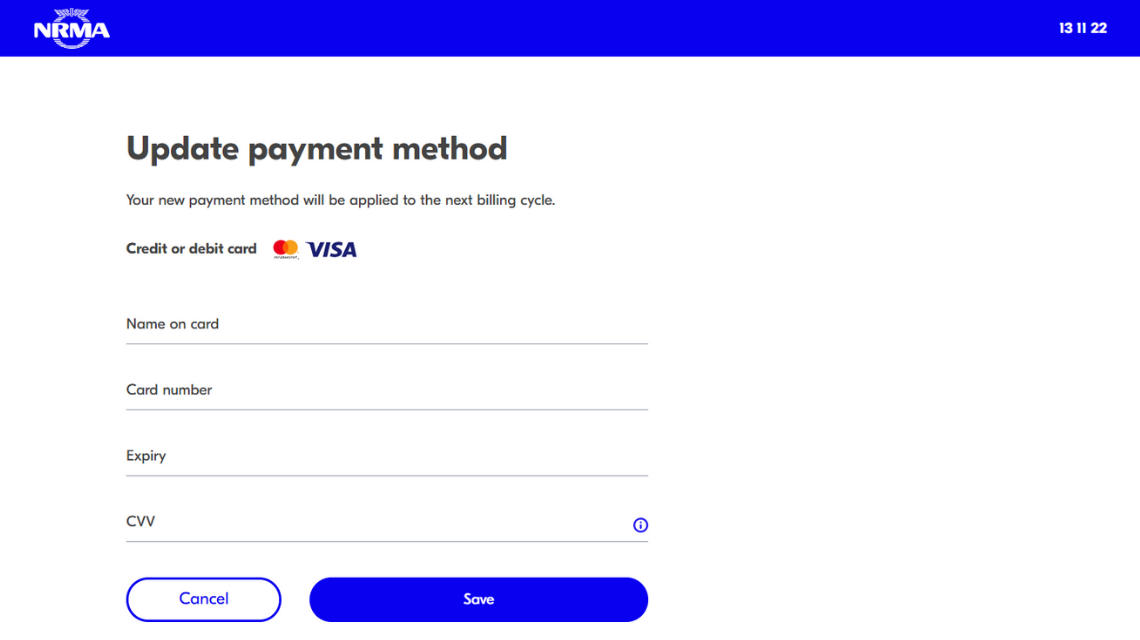 Updating Card Payment Details | NRMA